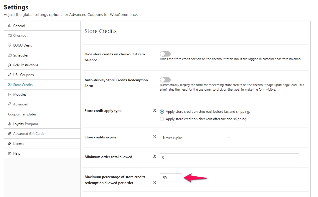 How To Set Maximum Store Credits That Can Be Used Per Order? - Advanced Coupons